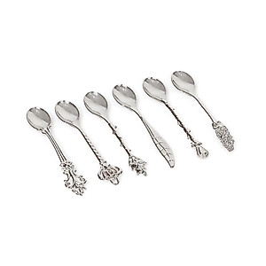 Alisveristime Traditional Ottoman Motif Tea Spoons - Decorative Stirring, Sugar, Tea Spoons (Set of 6) (Motif) (Silver)
