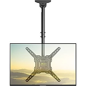 AM alphamount Ceiling TV Mount for 13-55 Inch LCD LED OLED 4K TVs/Monitors, Hanging TV Mount Bracket Swivels Tilts Rotates fits Flat/Sloped Roof, Max VESA 400x400mm, Holds up to 77lbs
