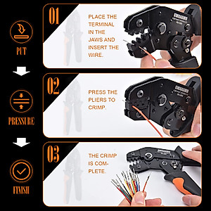 SWANAMB Crimping Tool Kit, AWG23-17 Self-adjustable Ratchet Wire Crimper Plier Set Crimping tools Kit with 1550PCS Male and Female 2.54mm dupont Terminals Crimping Connectors Wire End Ferrules