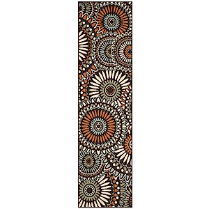 SAFAVIEH Veranda Collection 2'3" x 10' Chocolate / Terracotta VER091 Boho Floral Indoor/ -Outdoor Non-Shedding Easy -Cleaning Patio Backyard Porch Deck Mudroom Runner -Rug