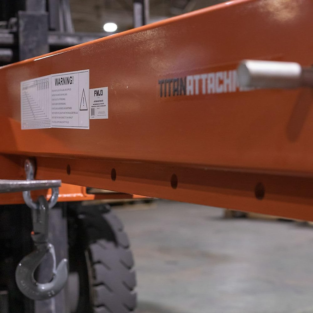 Titan Attachments Fork Mounted Adjustable Hoist Jib Boom Crane, Manual Telescopes 79"-147", 6000 LB Lift Capacity, Two 3 Ton Swivel Hooks, Ideal for Warehouse or Factories