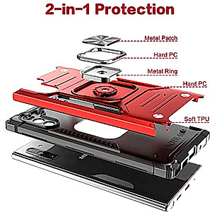 IDYStar Galaxy Note 10 Case for Women Girls, Hybrid Drop Test Cover with Card Mount Kickstand Slim Fit Protective Phone Case for Galaxy Note 10, Red