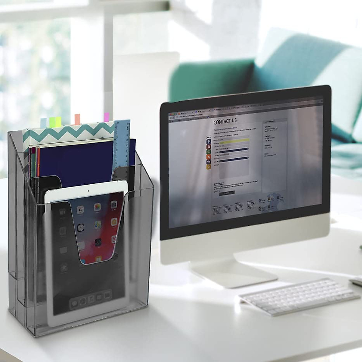 Acrimet Vertical Triple File Folder Organizer - Desk & Wall