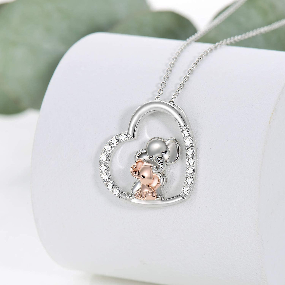 PROESS Elephant Necklace Lucky Daughter Pendant Necklace Sterling Silver I Love You Heart Jewelry for Women