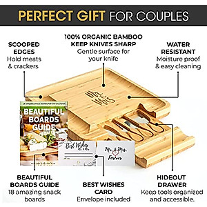 DELUXY Mr and Mrs Cheese Board - Perfect Christmas Gifts For Couples, Wedding Gifts For Couples Unique 2022, Bridal Shower Gifts For Bride, Anniversary, His and Hers, Couples Gifts For Husband & Wife