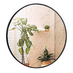 Smartxchoices Round Mirror 24 Inch, Metal Frame Wall Mounted Circle Mirrors, Vanity Modern Minimalist Décor for Entryway,Bathroom Washrooms, Living Rooms