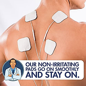 Dr. Frederick's Original 2"x2" Reusable Self-Adhesive TENS Unit Electrodes - 44 Pack - Heavy Gauge Leads - Pre-gelled for Multiple Uses - TENS - FES - NMES (2x2 Inches)