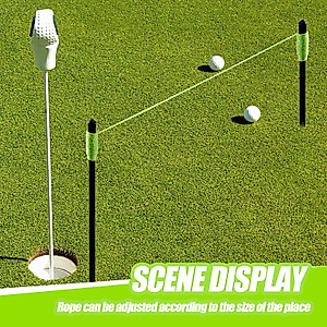 2 Pieces Golf Putting Aid String with Pegs Golf Putting String Guide Golf Putting Training Aid String Alignment Putting String Line Golf Putting Guide Line for Trainer Indoor Practice, Green