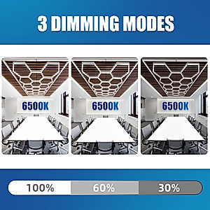 GOSLARLIT Hexagon LED Garage Lights,6500K Dimmable Ceiling Lights,Adjustable Brightness,High Energy-Saving Industrial Shop Lights for Market/Garage/Car Wash/Car Show(15.88fts x 7.98fts)