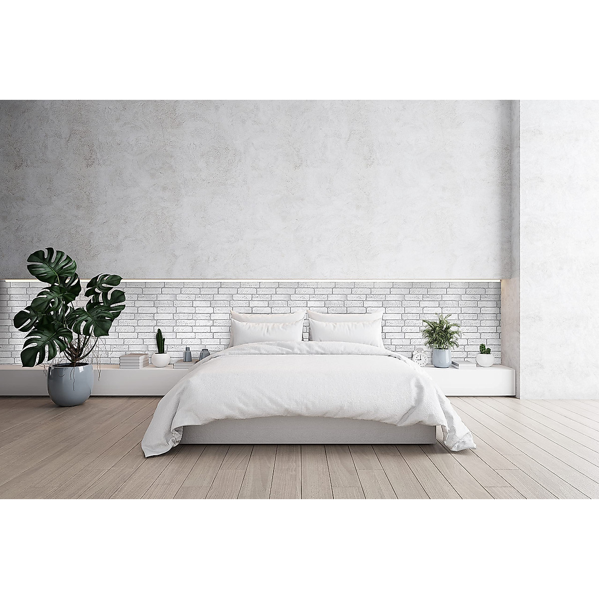 CONCORD WALLCOVERINGS ™ 3D Wall Panels, Pack of 1 - Old Brick Design in White, Realistic Textured PVC Panels, 3D Decorative Wall Coverings, 17.5" x 23.75", Covers 28.86 sq.ft., Model 571OG