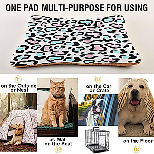 YETTASBIN Leopard Crate Pet Bed, Portable Washable Dog Cat Mat, Soft Comfortable Pet Mattress with Non-Slip Bottom for Dogs Cats Sleeping, 24 x 18 Inch