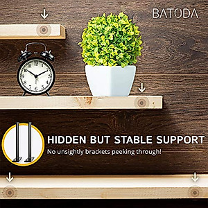 BATODA - 6" Floating Shelf Bracket Heavy Duty – Solid Steel Blind Shelf Supports - Hidden Brackets for Floating Wood Shelves - Screws and Wall Plugs Included (8 Inch Rod, 6)