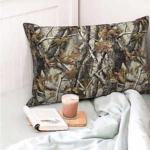Bed Pillow Protector Zippered Mossy-Tree-Camo-Leaf Soft Pillow Case Cover 20x30 Inches