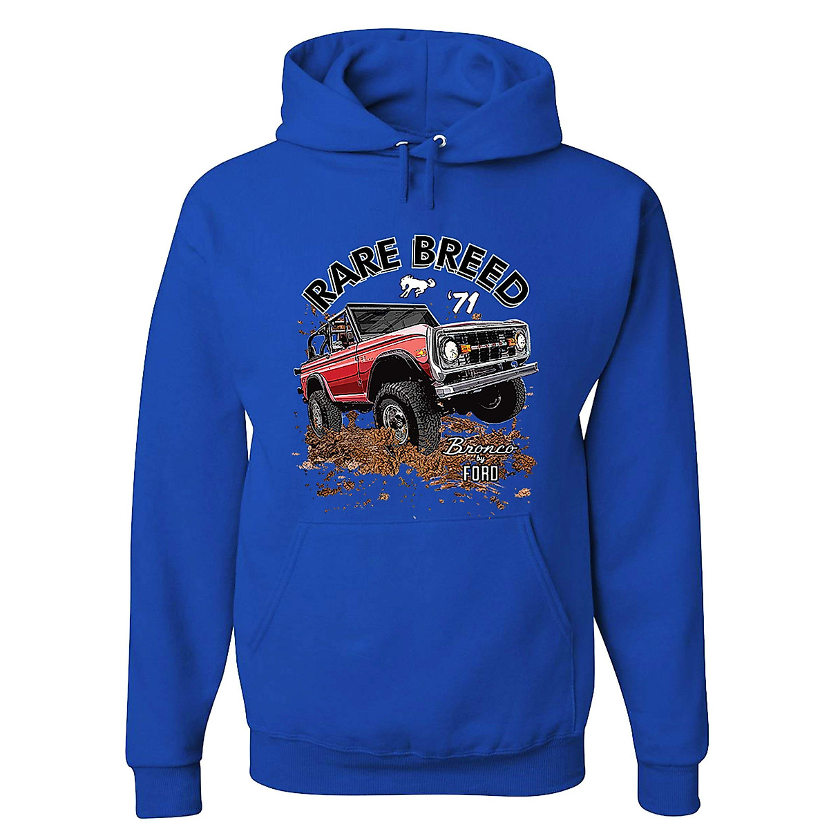 Tee Hunt Rare Breed Sweatshirt Bronco by Ford Licensed Hoodie Royal Blue Large