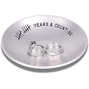 PureRejuva 10th Anniversary Tin Gifts – 4 In, Engraved, Aluminum Wedding Ring Holder Dish & Gift Box – 10 Year Anniversary for Him & 10 Year Anniversary for Her Smooth Style