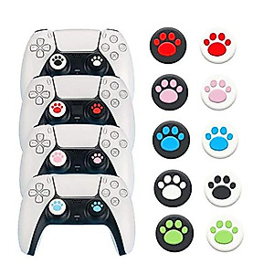 Cat Paw Thumb Stick Grip Cap Joystick Cover for Sony PS5 PS4 PS3 Slim PS2 Xbox 360 Xbox One Series X S Elite Switch Pro Thumbstick (White Pink)