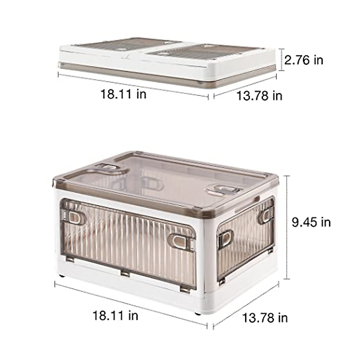 31 Qt Toy Storage Bins With Wheels, 2 Pcs Four Doors Foldable Box for Craft Organizers, Stackable Storage Bins, Organizer Bins for Makeup, Hair Tool, and Blanket, Medium, White