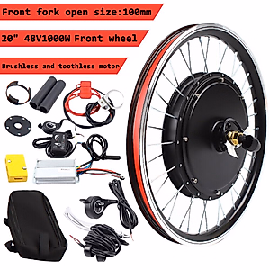 48V 1000W 20" Electric Bicycle Conversion Kit E-Bike Speed Front Wheel Motor Hub with Waterproof SW-810LED Display Suitable for 20 inch Bike