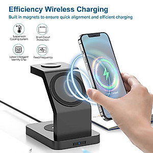 Catalpa U 3 in 1 Wireless Charging Station Compatible for Magsafe Fast Magnetic Charging Stand Compatible with iPhone 14/13, 14/13 Pro, 14/13 Pro Max, 13/12 Mini, AirPods Pro/AirPods 2 iwatch