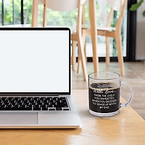 DAZLUTE Funny Glass Coffee Mug Gifts for Stepmom, With Love from the Child You Inherited Clear Coffee Cups with Handle, Mother’s Day Christmas Birthday Gifts for Stepmom Stepmother, 11 Oz