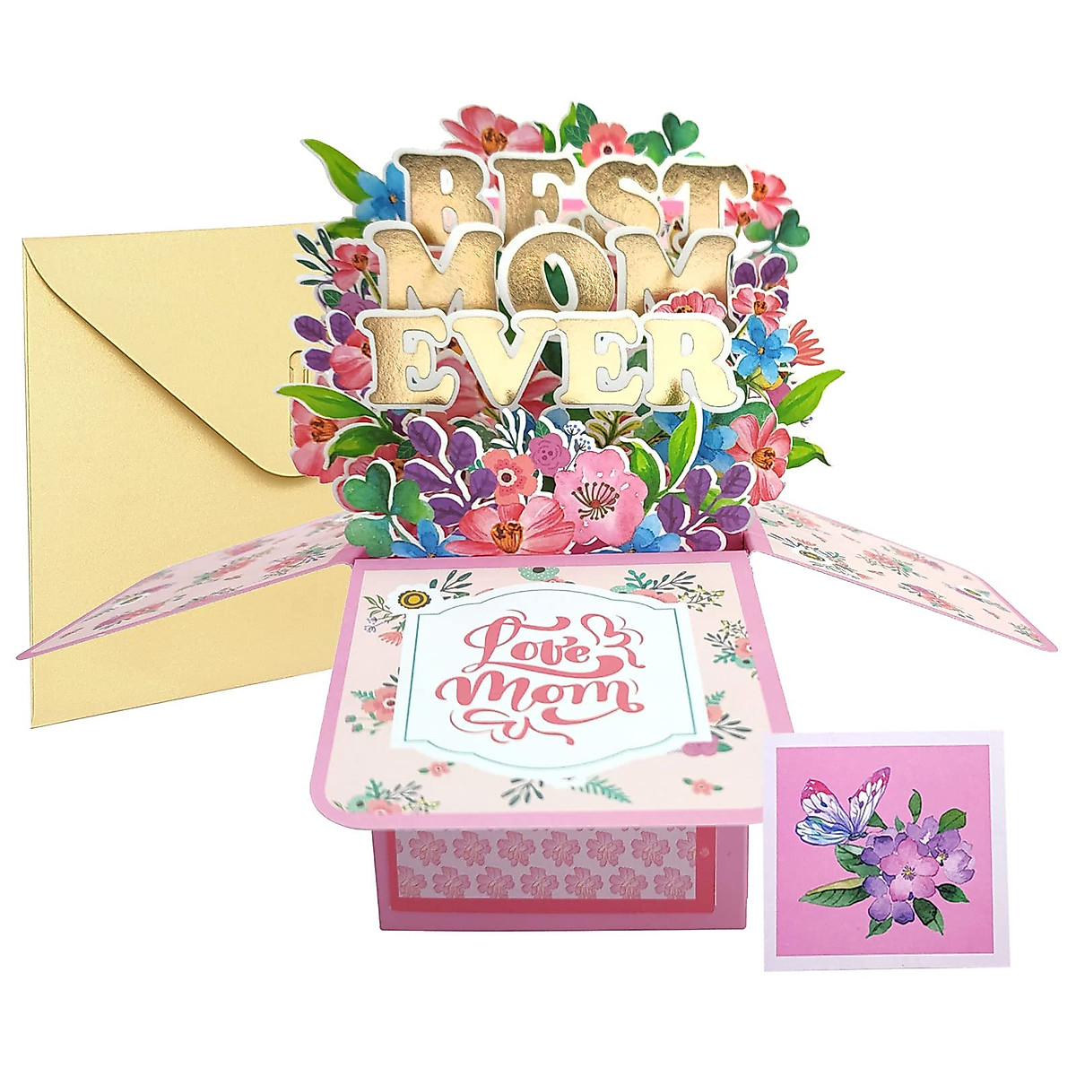 Christmas Card Pop Up Cards 3D Popup Cards Best Mom Christmas Pop Up Cards with Note Card and Envelope for Christmas Gifts Birthday Cards Thinking of You Mom Christmas Cards