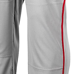 CHAMPRO Men's Standard Triple Crown Open Bottom Adult Baseball Pants, Grey, Scarlet Pipe, Large