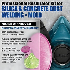 GERSON Industrial P100 Respirator Kit Welding, Silica & Concrete Dust, Mold (Medium)