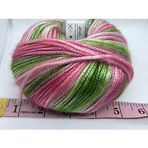 Strawberries & Limes (Pinks & Greens) Picasso Fuzzy with Subtle Sheen Yarn, Polyester, Acrylic Blend 50 gram 125 Yards