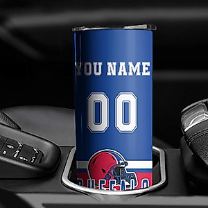 20oz Customs stainless steel Insulated tumbler with Lid and Straws, Personalized football gifts for fans, Travel Cup Adds Your Name and Number