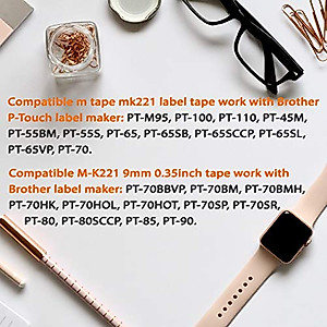 EASYPRINT 10-Pack Compatible MK-221 Label Tape Replacement for Brother m-k221 9mm 0.35inch 26.2 ft (Black on White) MK Label Tape Used for P-Touch Label Maker PT-M95 PT-70BM PT-90 PT-80 PT-65 PT-85