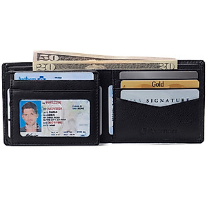 alpine swiss Men's Genuine Leather Wallet Slim Flip-out Bifold, Black, One Size