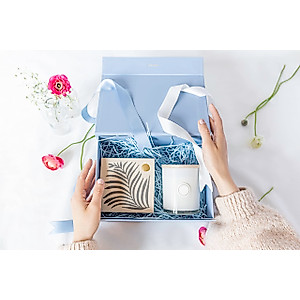 Blue Box 6.4'x 8.8'x 3.74' with Magnetic Lid, 2 Ribbons and Thank you Stickers for Groomsman, Wedding, Christmas, Halloween, Birthday, Fathers Day