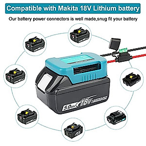 ZLWAWAOL 2 Pack Power Wheel Adapter with Fuse & Switch, Battery Adapter for Makita 18V Lithium Battery, with 16 Gauge Wire,Power Convertor for DIY Ride On Truck,RC Toys,Robotics and Work Lights