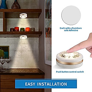 LEASTYLE Wireless LED Puck Lights with Remote Control 6 Pack, LED Under Cabinet Lighting,Puck Lights Battery Operated, Closet Light, Under Counter Lighting, Stick On Lights (6 Pack Natural White)