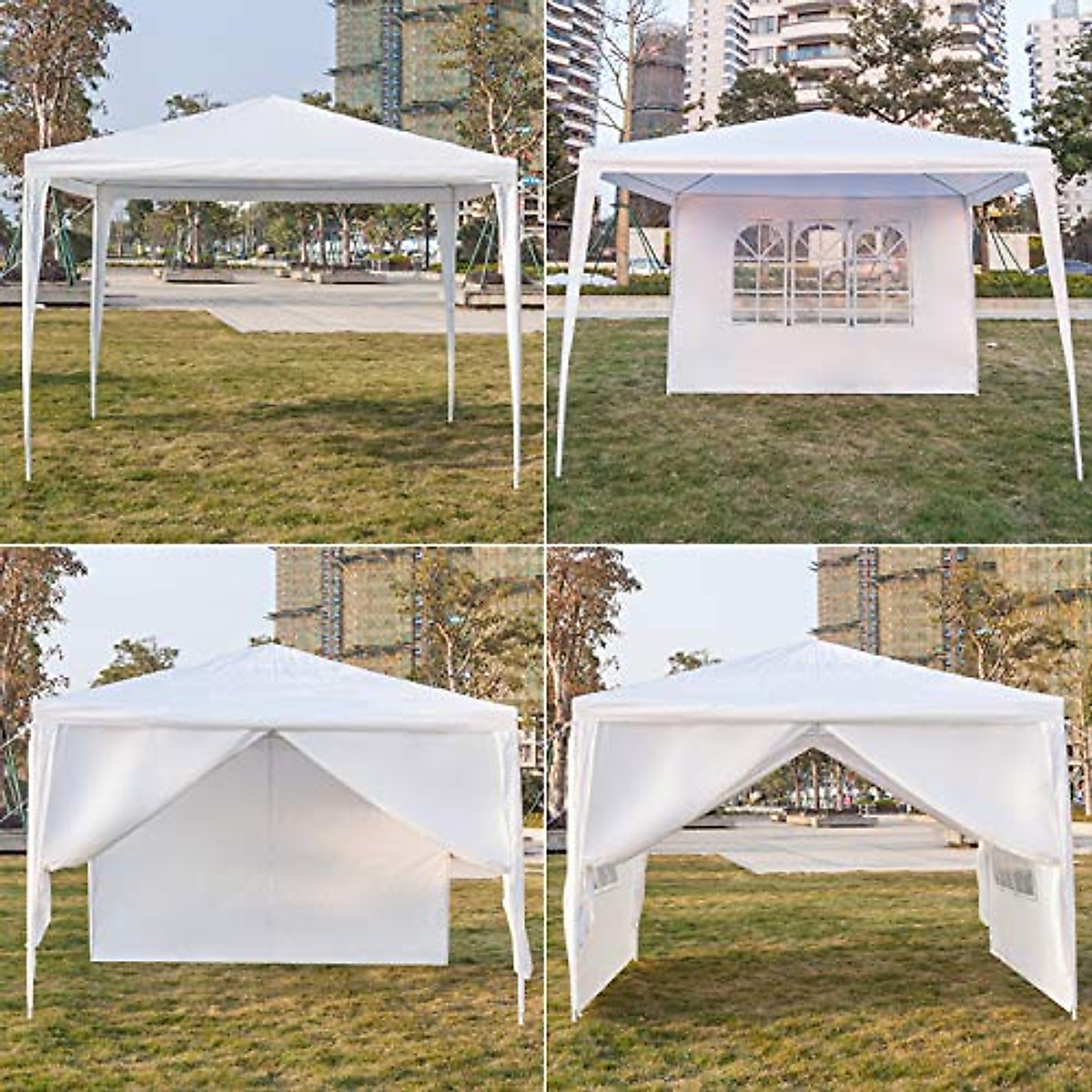 Outvita Outdoor Gazebo White Canopy with sidewalls, Wedding Party Tent with UV Blocking for Parties Sun Rain Shelter Gazebo Canopy Tent (10x10ft)
