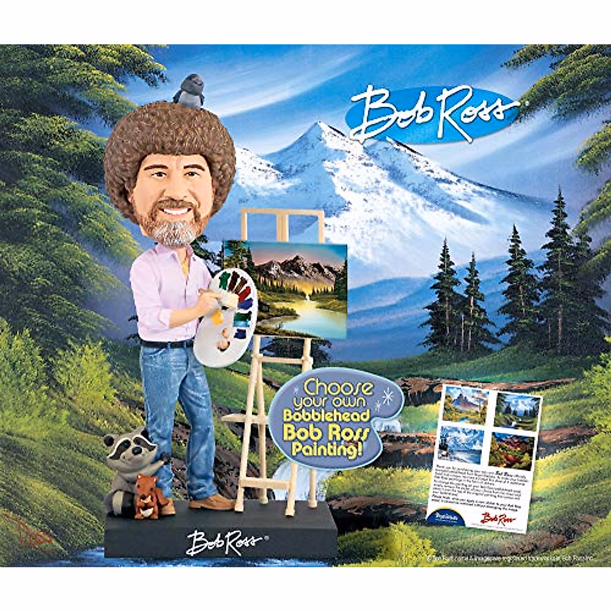 Royal Bobbles Bob Ross Bobblehead, Premium Polyresin Lifelike Figure, Unique Serial Number, Exquisite Detail
