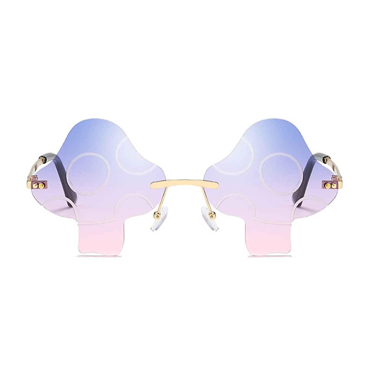 ENTHYI Mushroom Shape Sunglasses for Women Irregular Rimless Eyewear Retro rave Party halloween Sun Glasses