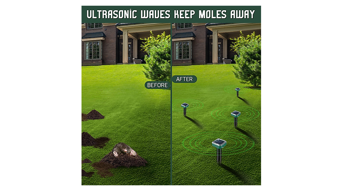 Ultrasonic Solar Mole Repellent - 8 Pack for Gardens