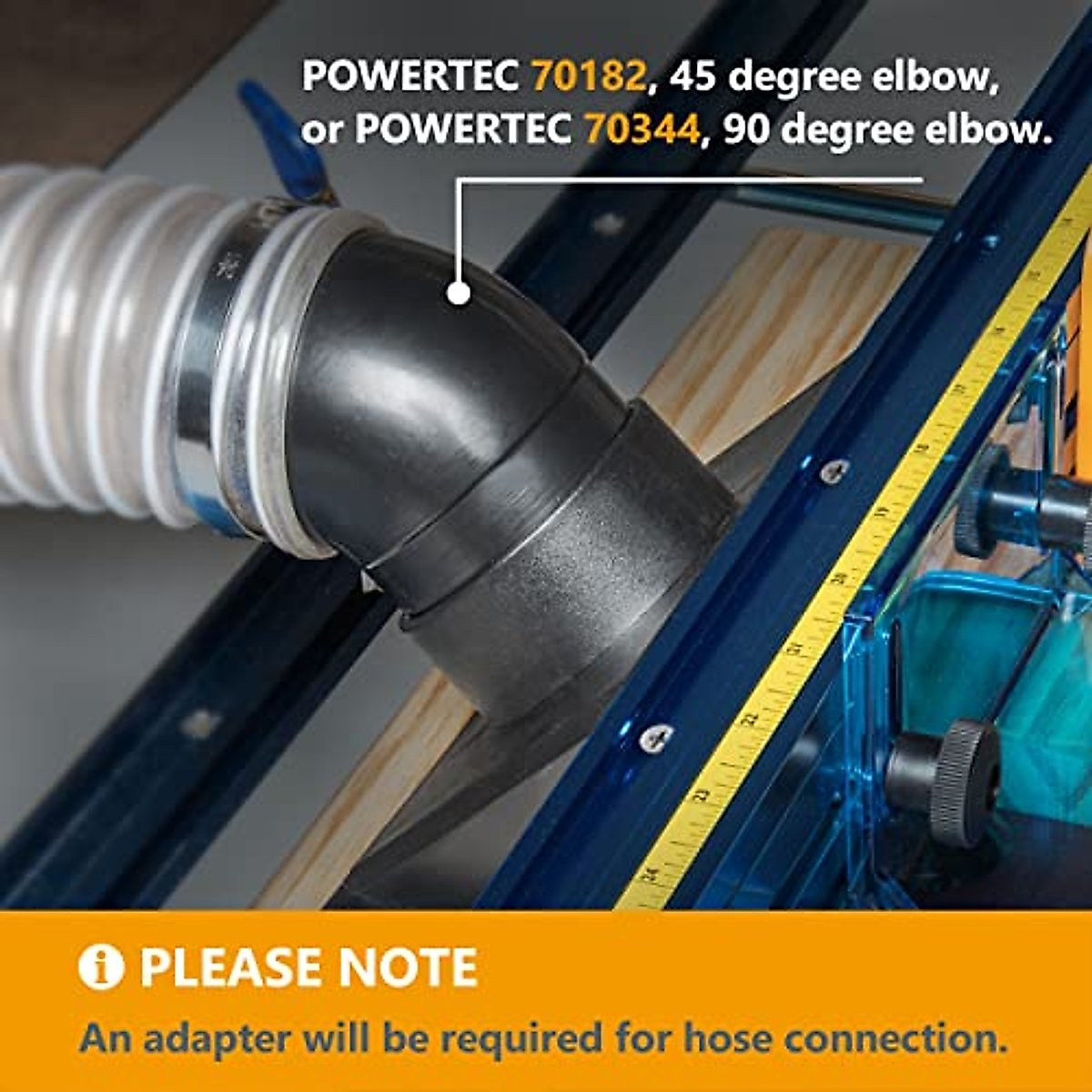POWERTEC 71733 Full Size Router Bit Guard Kit with Router Table Dust Port | 2.5” ID x 6.5” Dust Collection Adapter
