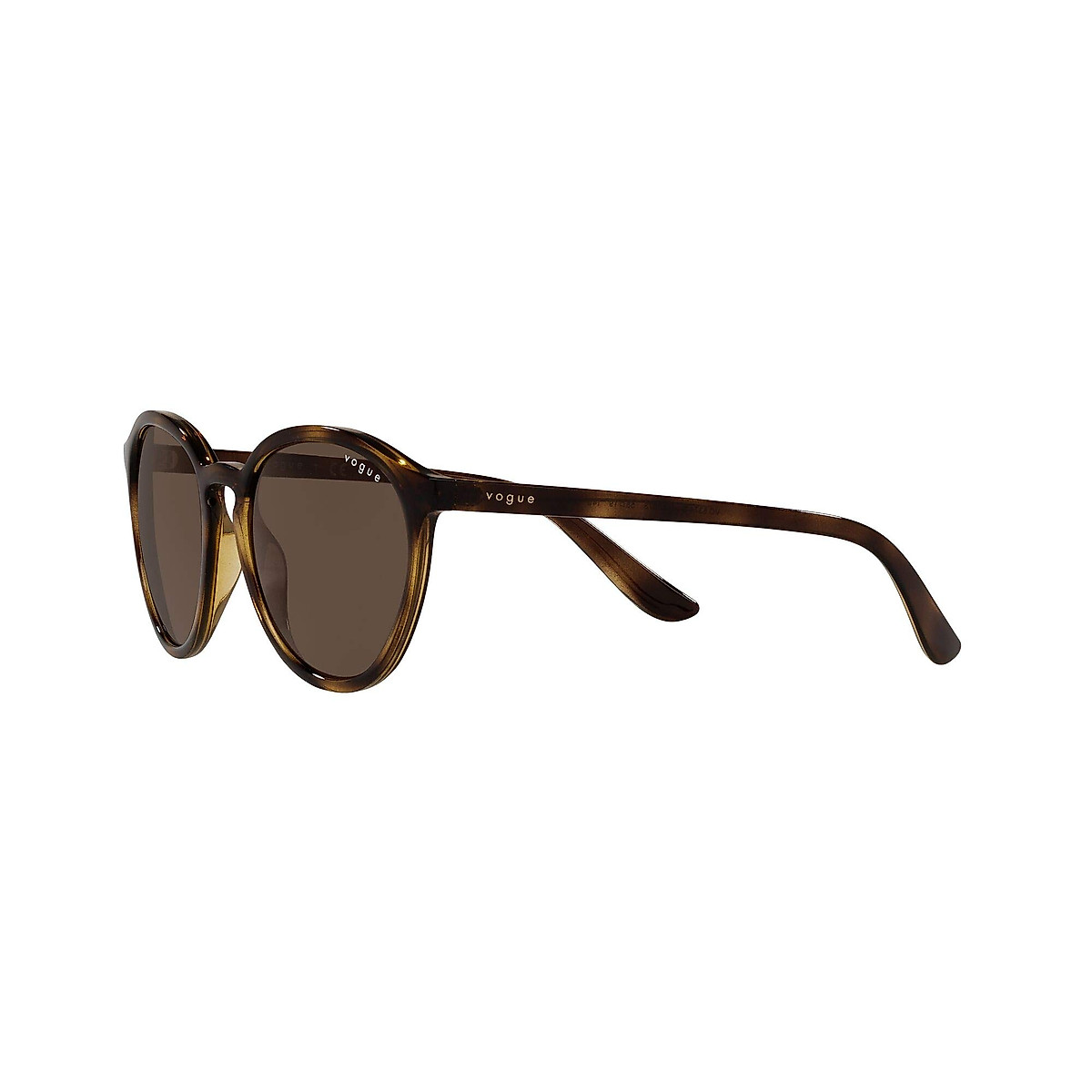Vogue Eyewear Women's VO5374SF Low Bridge Fit Round Sunglasses, Dark Havana/Dark Brown, 55 mm