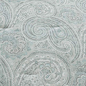 Comfort Spaces Cozy Comforter Set-Modern Classic Design, All Season Down Alternative Bedding, Matching Shams, Bedskirt, Decorative Pillows, Cal King, Kashmir Paisley Blue 8 Piece