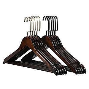 5pcs Solid Wood Clothes Hangers 360 Degree Rotatable Hangers for Home Hotel Shopping Mall