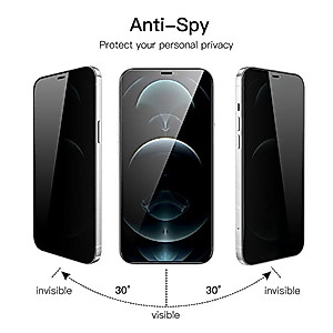 JETech Privacy Full Coverage Screen Protector for iPhone 12 Pro Max 6.7-Inch, Anti-Spy Tempered Glass Film, Edge to Edge Protection Case-Friendly, 2-Pack