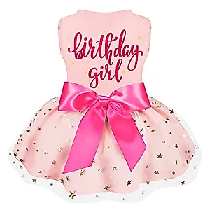 Dog Dresses for Small Dogs Girls - Birthday Pet Skirt Costume Outfit Cat Clothes with Bowknot(Small,Red)
