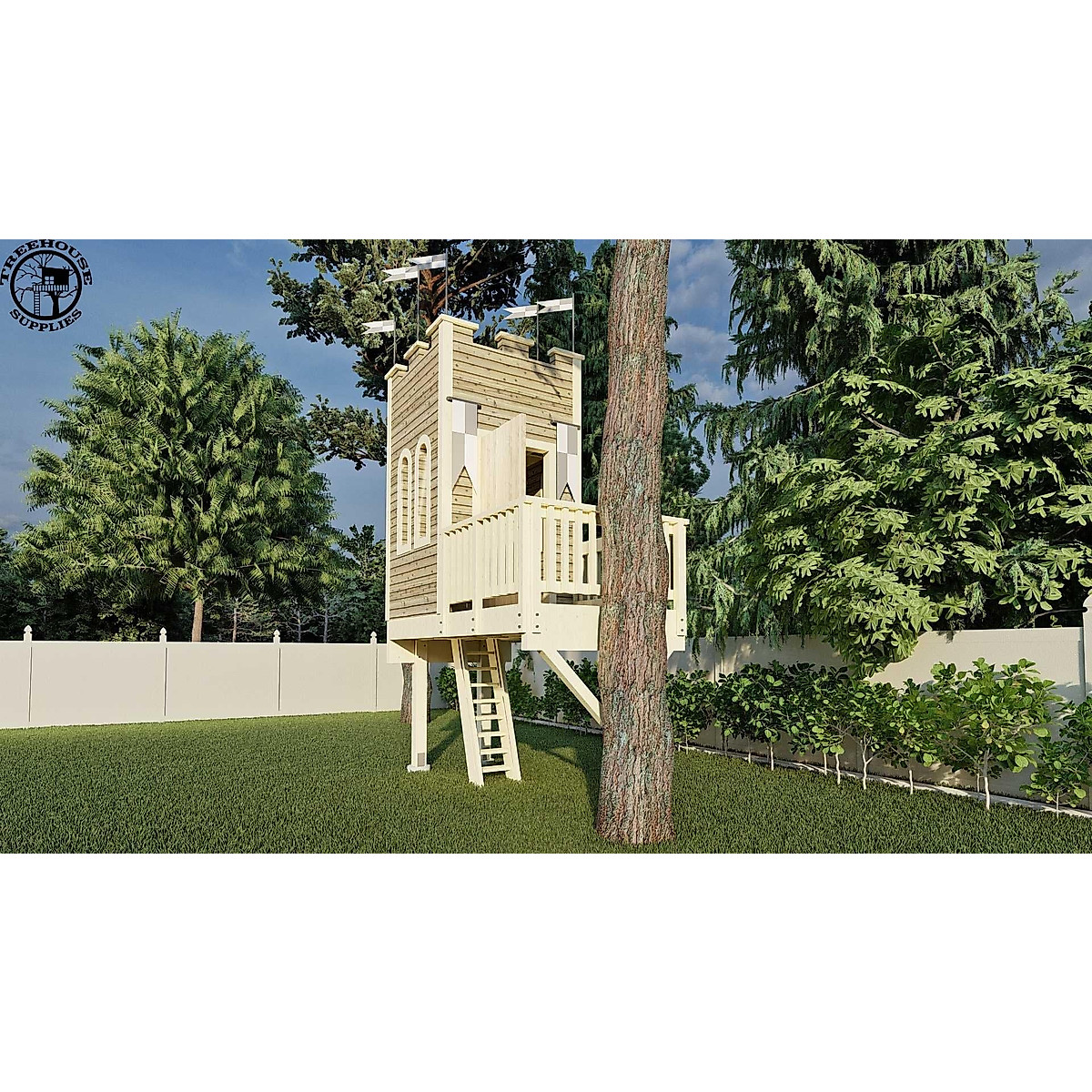 The Enchanted Castle © 1 Tree 2 Post Treehouse Plan