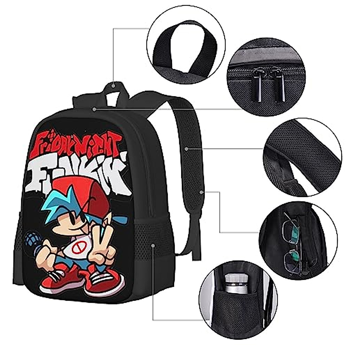 DHOUTSL Backpacks Friday Night Anime Funkin Laptop Backpack Unisex Multipurpose Double Shoulder Bag for Camping Travle Work Hiking Gifts