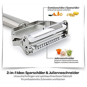 Vegetable Peeler，SZYIKUER Stainless Steel 2 in 1 Julienne Vegetable Peeler Perfect for Carrot Potato Melon Gadget Vegetable Fruit