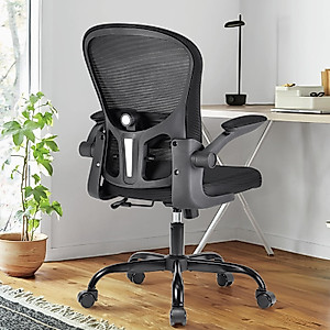 Office Chair with Flip-Up Armrest, High Back Ergonomic Computer Chair with Adjustable Lumbar Support for Home and Office