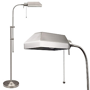 Kira Home Prescott 58" Adjustable Standing Pharmacy Floor Lamp, Brushed Pewter Finish, Includes 6W LED Bulb (60W eq.) Energy Efficient, Eco-Friendly