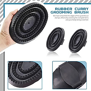 Cimeton 2Pcs Reversible Stainless Steel 4 Rings Curry Comb and Rubber Curry Grooming Brush, Soft Touch Grip Horse Brush Kit for Shedding Grooming Horses Dogs Goats